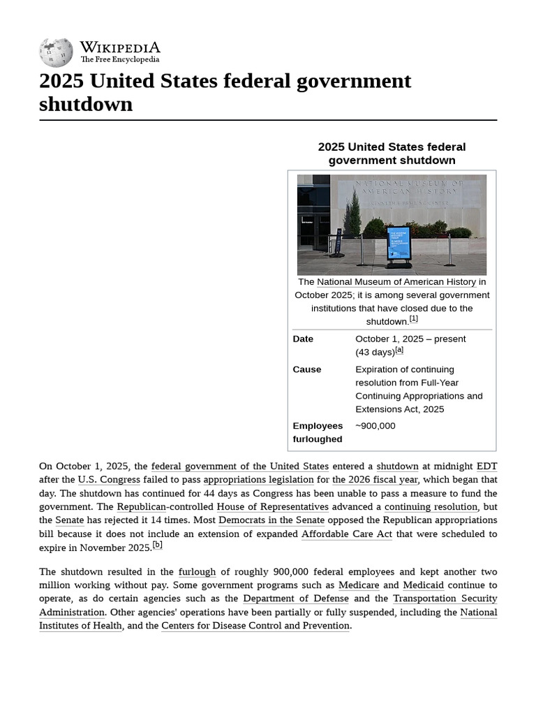 2025 United States Federal Government Shutdown | PDF | Cost Of Living ...