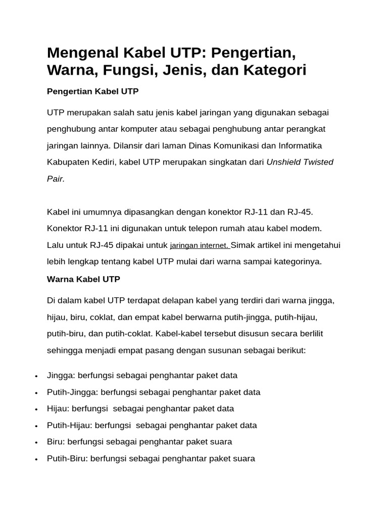Mengenal Kabel UTP | PDF