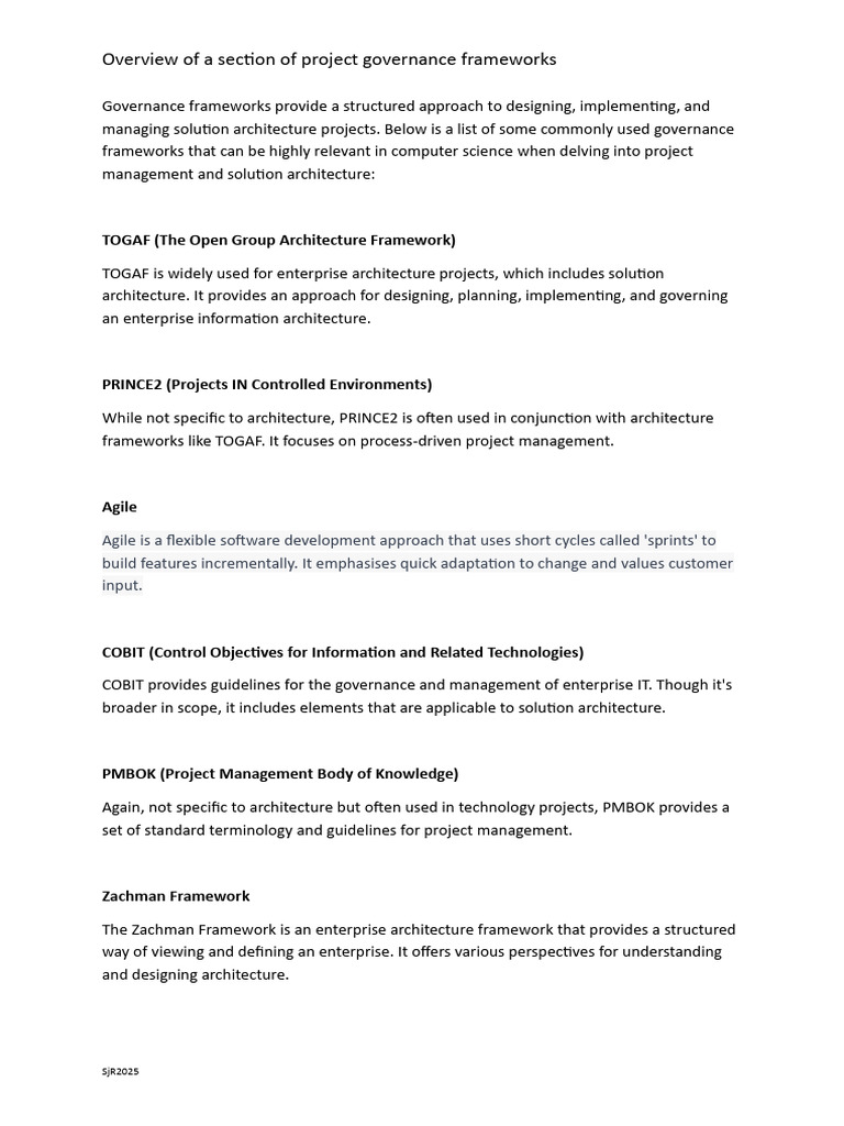 Governance Frameworks | PDF | Enterprise Architecture | Governance