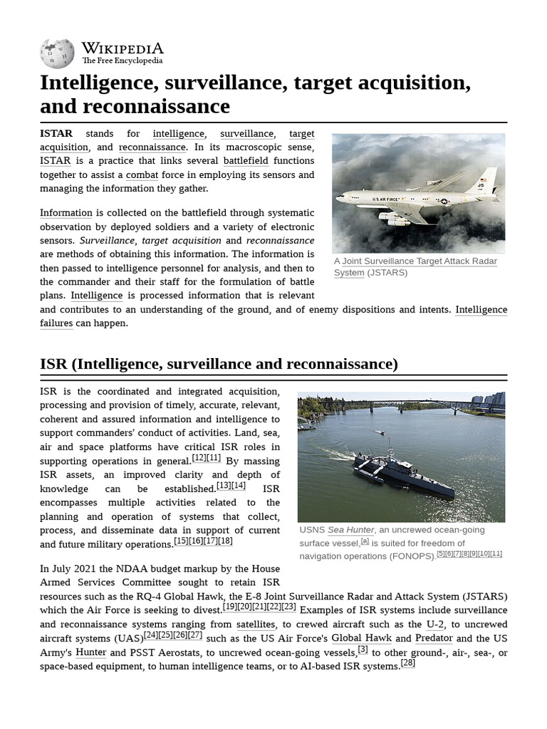 ISR: Intelligence, Surveillance, and Reconnaissance | PDF ...