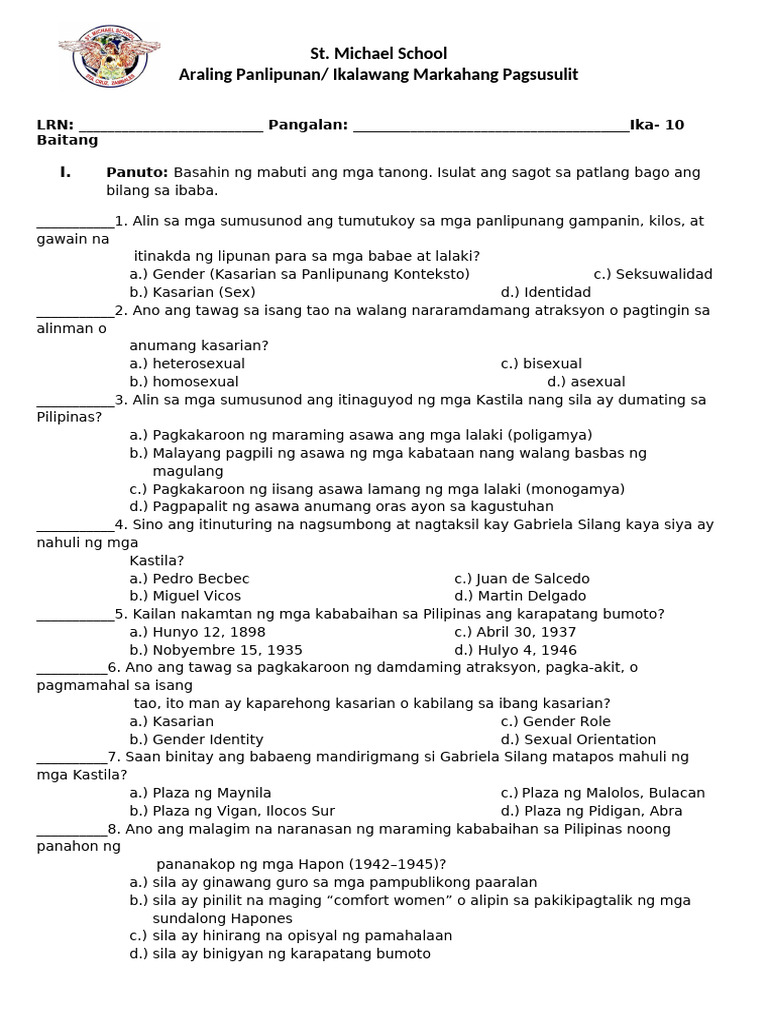AP 10 Q2 Examination | PDF