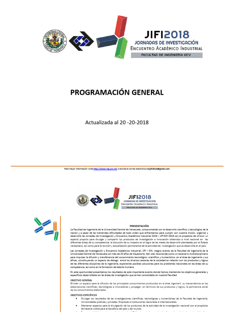Programación JIFI EAI 2018 Actualizada Al 201018 | PDF | Minería | Ingeniería