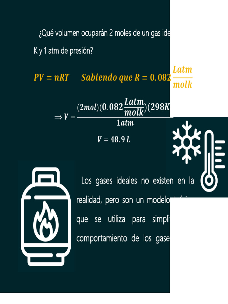 Volumen de 2 moles de gas ideal a 298 K | PDF