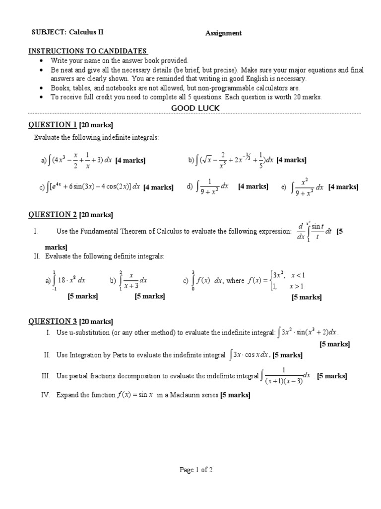 Maths - Indefinite Integrals Problems | PDF | Integral | Sine