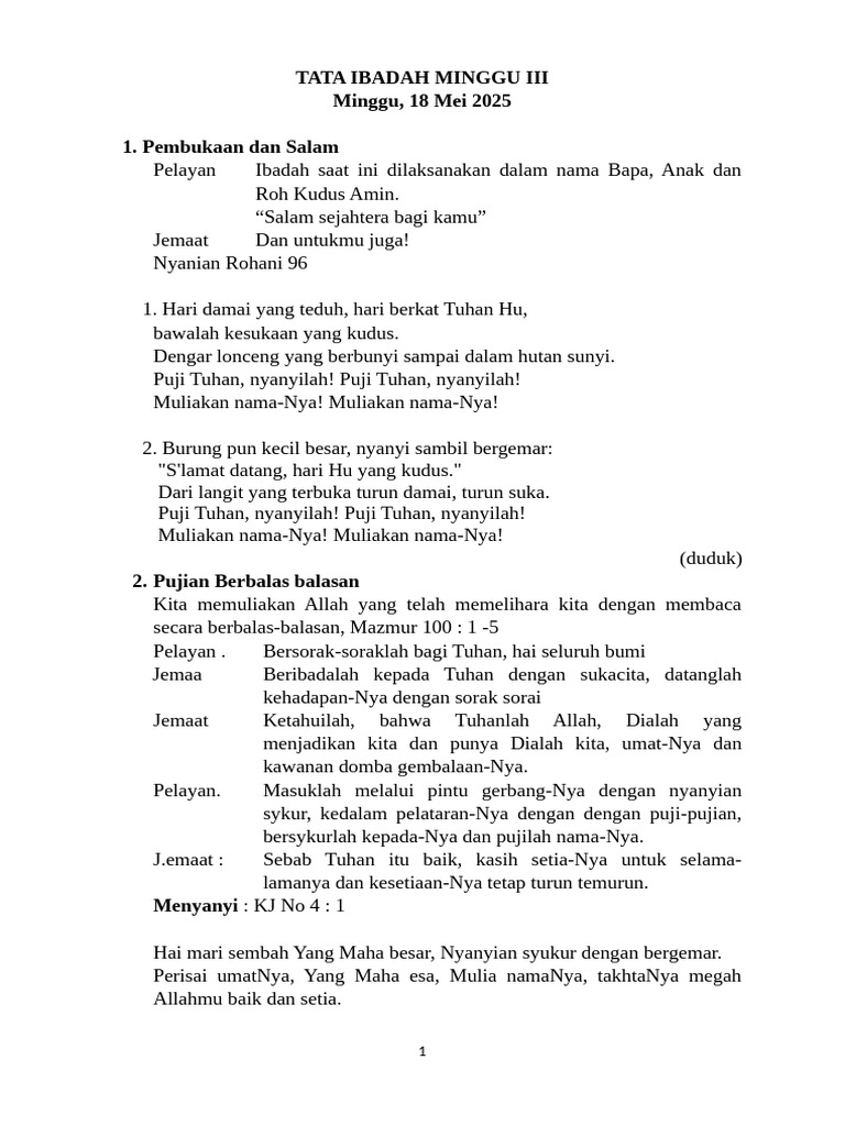 Tata Ibadah Minggu III | PDF