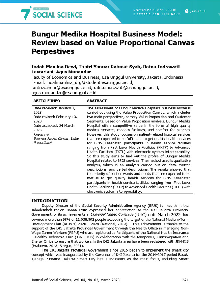 Bungur Medika Hospital Business Model Review Based | PDF | Electronic ...