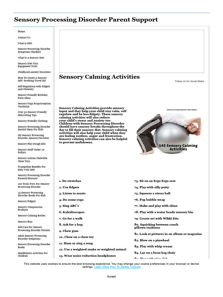 Sensory Calming Activities | PDF | Sensory Processing Disorder ...