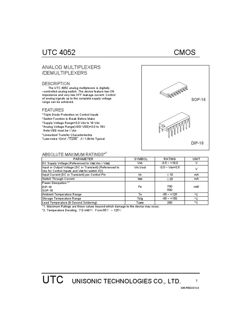 IC 4052 Datasheet | PDF