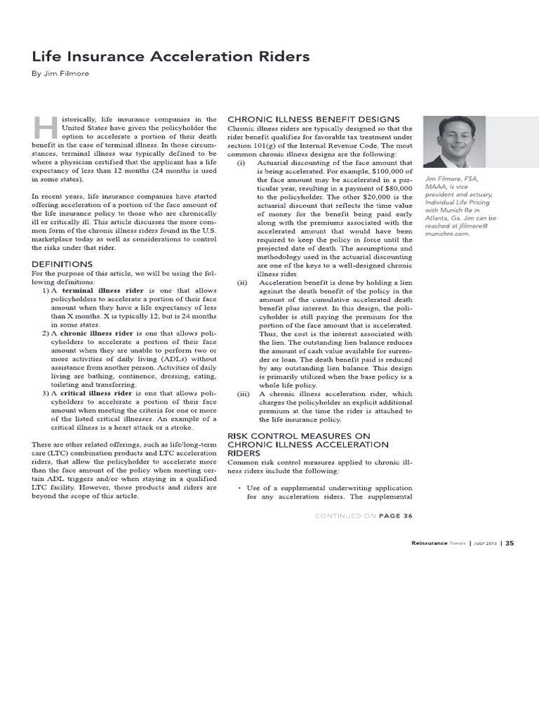 Life Insurance Acceleration Rider | PDF
