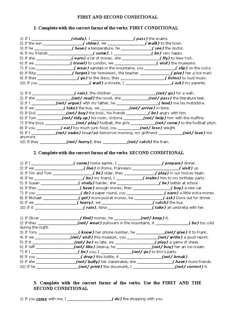 First and Second Conditional Exercises | PDF | Leisure