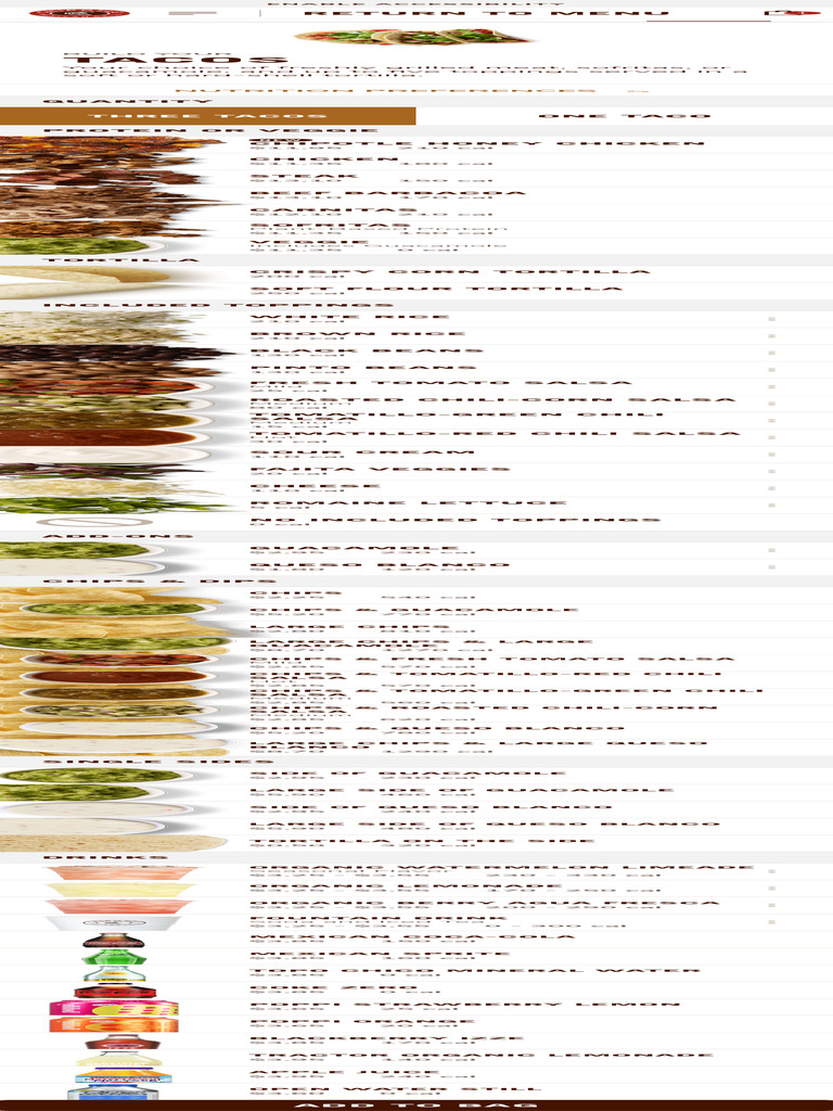 Build Your Custom Tacos Menu | PDF | Taco | Chipotle Mexican Grill