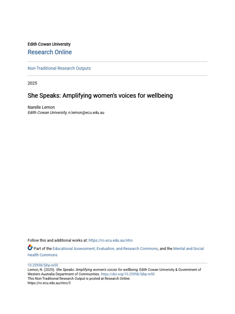 She Speaks - Amplifying Womens Voices For Wellbeing | PDF | Methodology ...