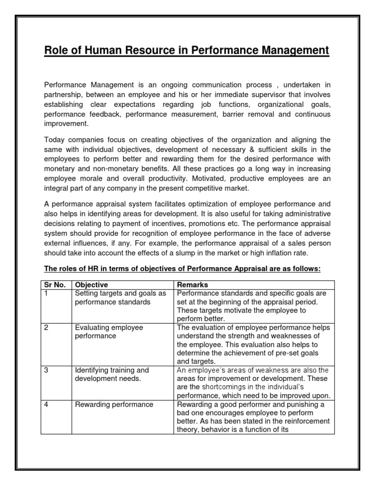 HR's Role in Performance Management | PDF | Performance Appraisal ...