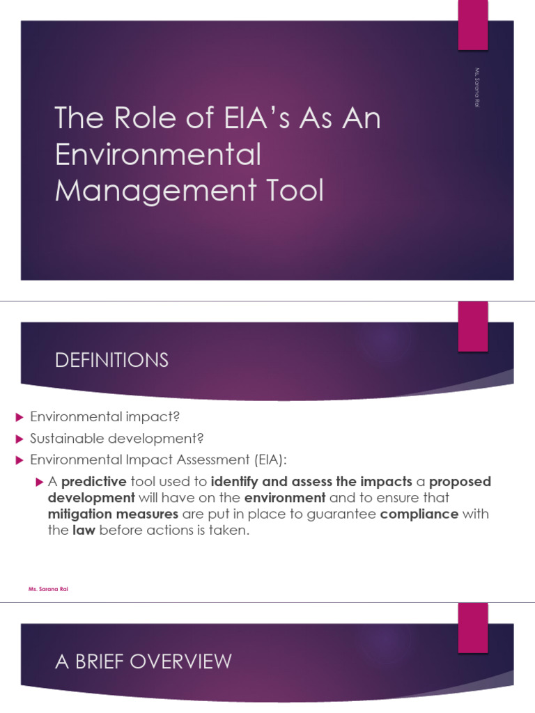 The Role of EIA's As An Environmental Management Tool | PDF ...
