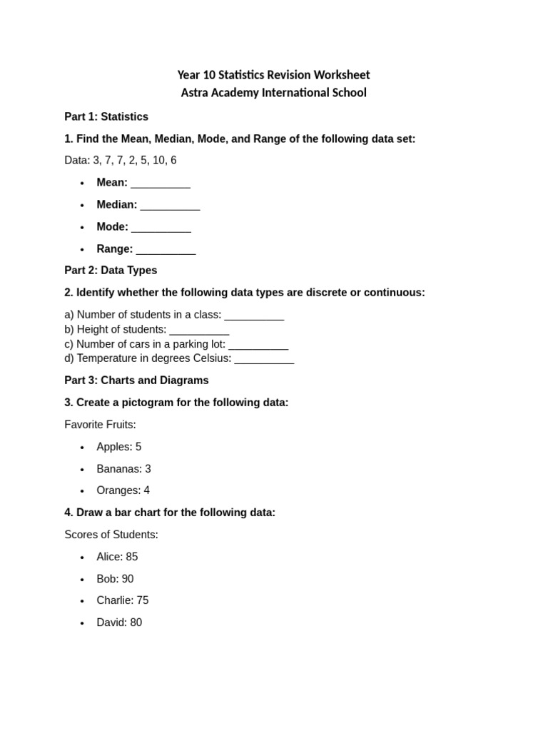 Year 10 Statistics Revision Guide | PDF