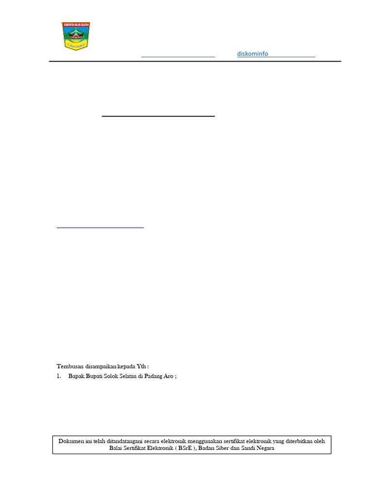 Surat Himbauan Pembuatan Email Dinas TTE | PDF