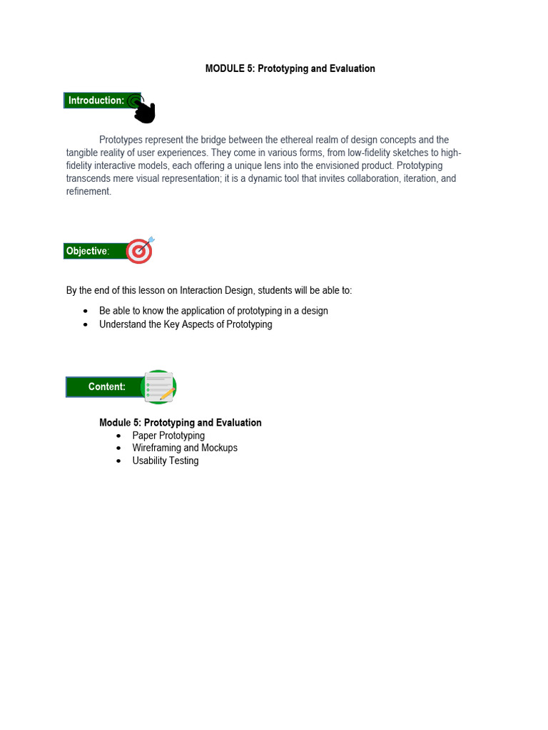HCI-Module5 | PDF | Usability | Prototype