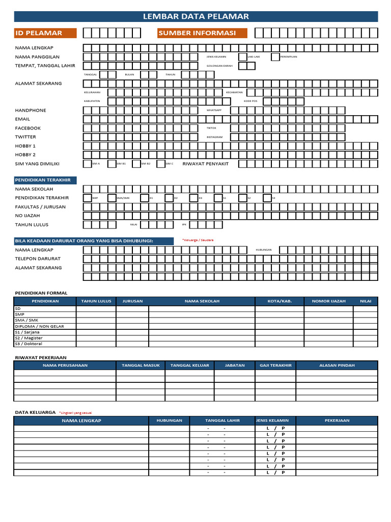 Lembar Data Pelamar | PDF