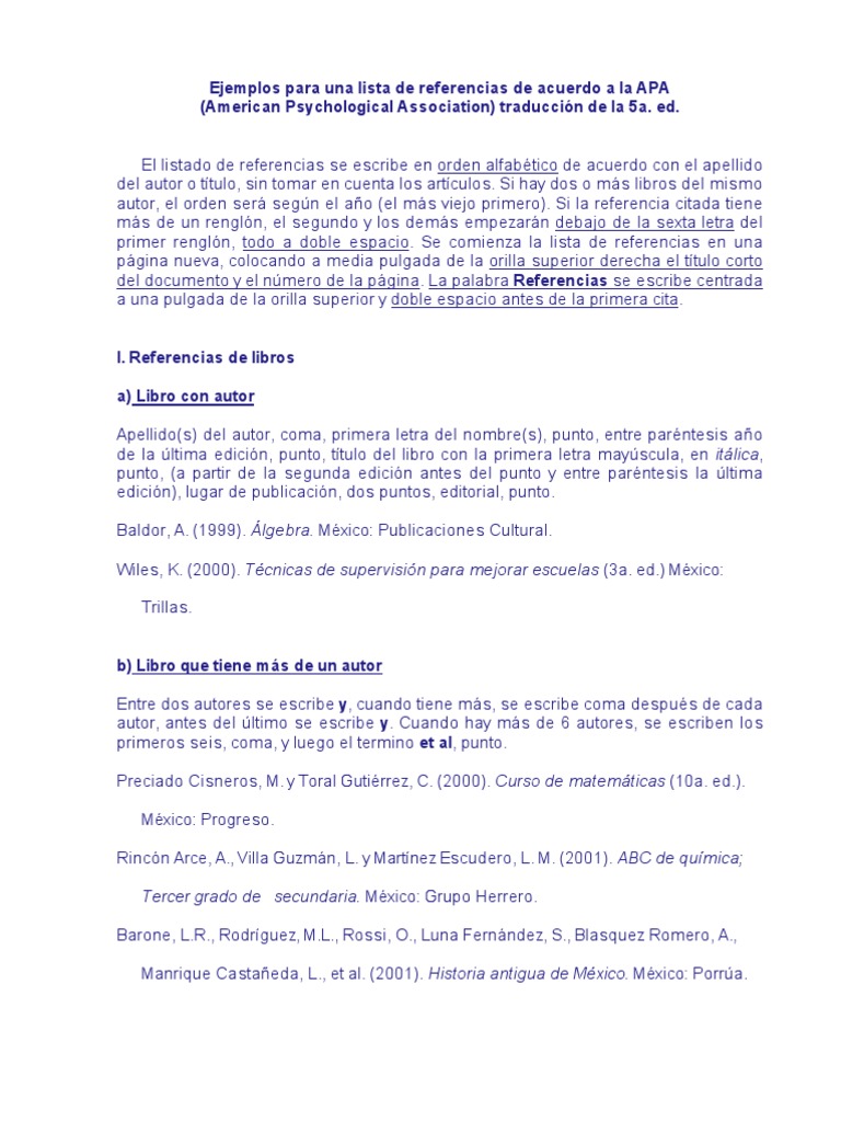 Ejemplos de referencias en formato APA | PDF | Publicación | Soporte