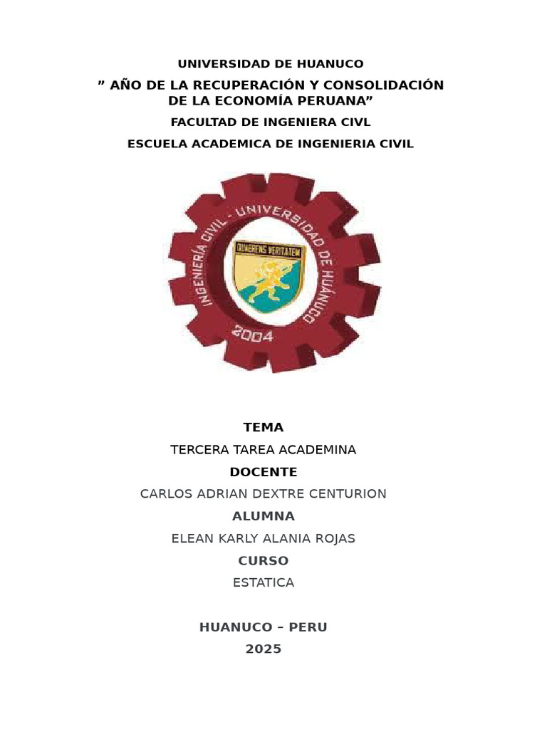 Trabajo de Estatica Tercera Tarea | PDF