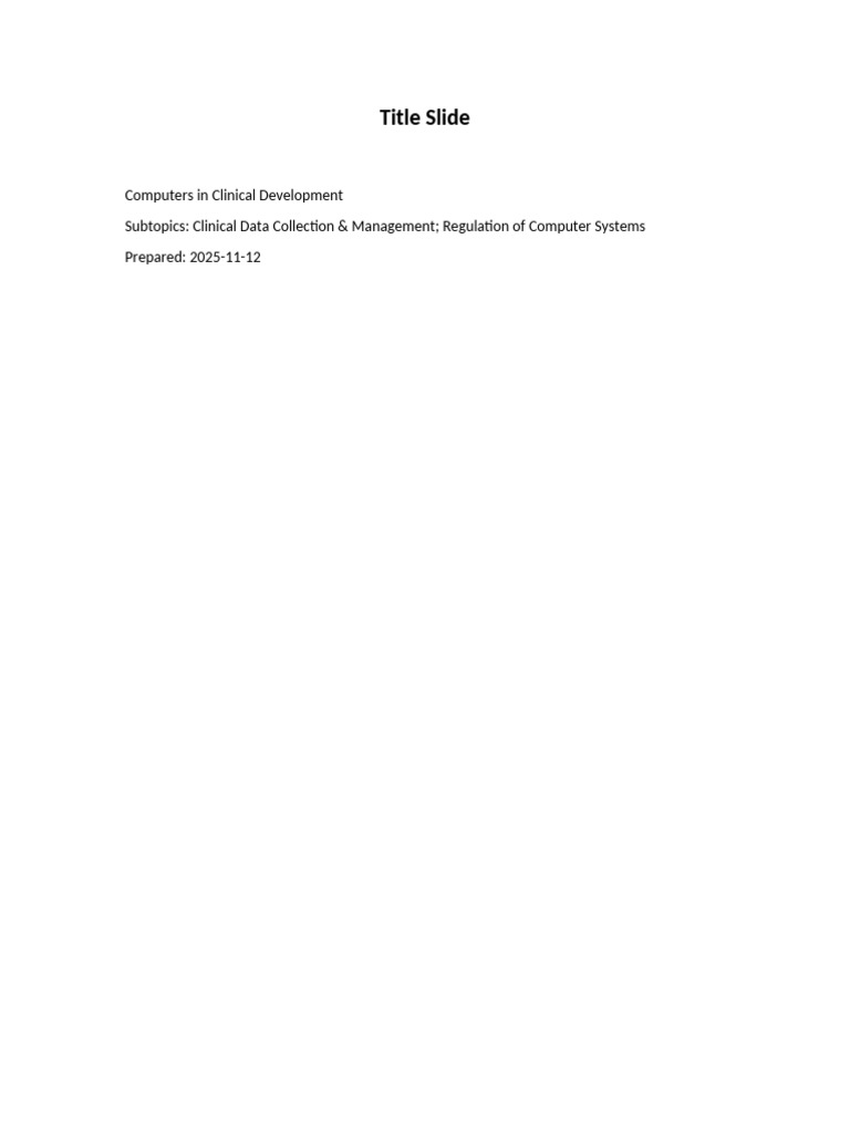 Computers in Clinical Development 20 Slides (1) | PDF | Data Management ...