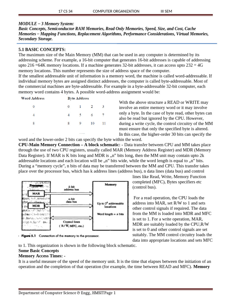 co module 3 notes | PDF | Computer Data Storage | Cpu Cache