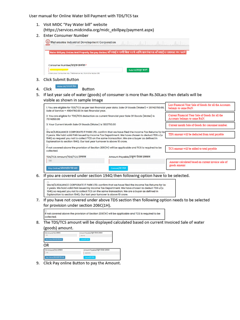 TDC TCS Deduction User Manual | PDF