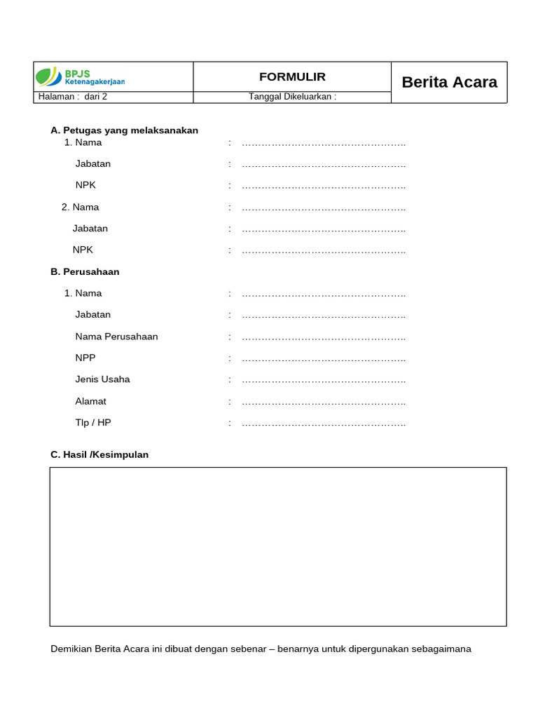 Berita Acara Template | PDF
