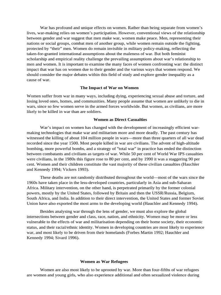 Gendered Impacts of War on Women | PDF | Prostitution | Rape