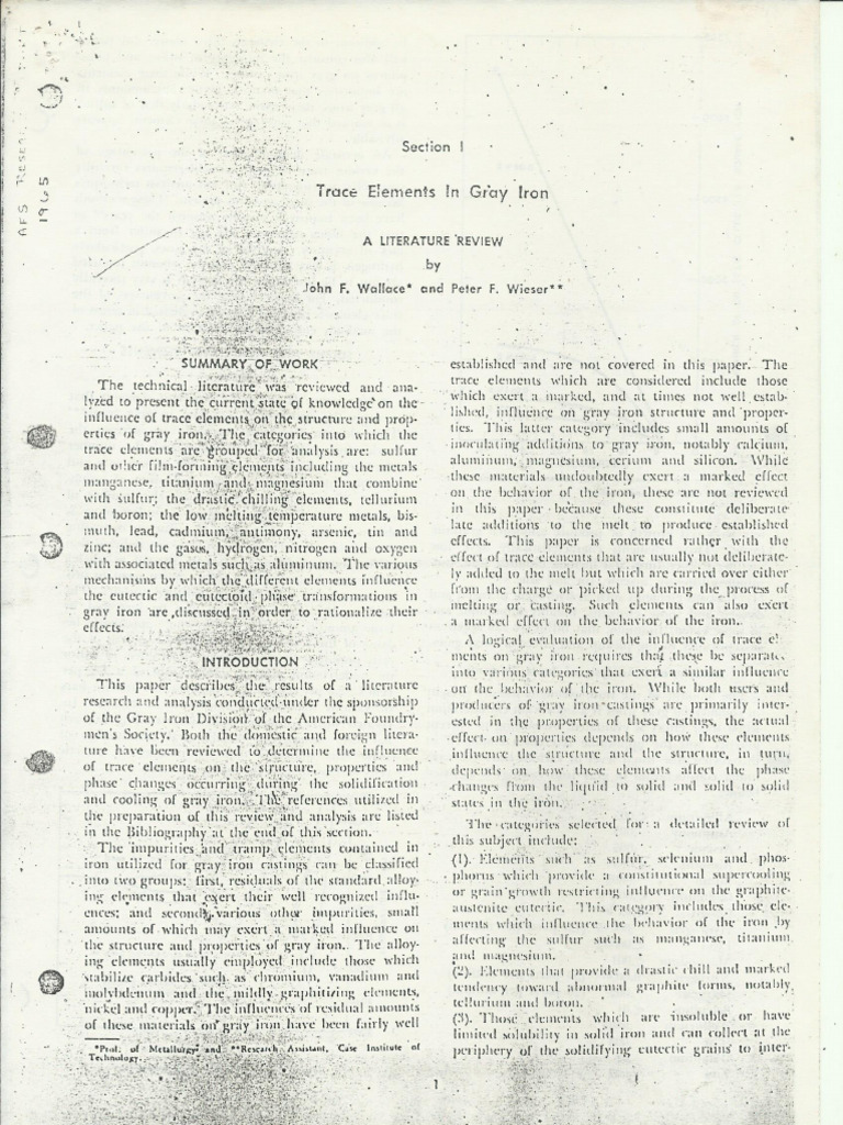 Trace Elements in Grey Iron | PDF