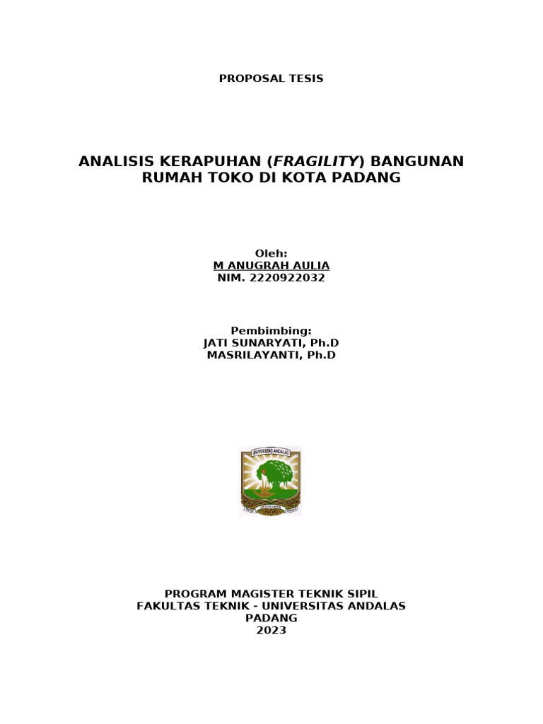 Analisis Fragilitas Ruko di Padang | PDF