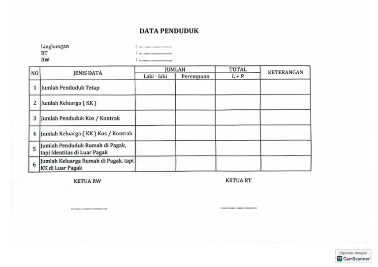 Form Data Penduduk | PDF