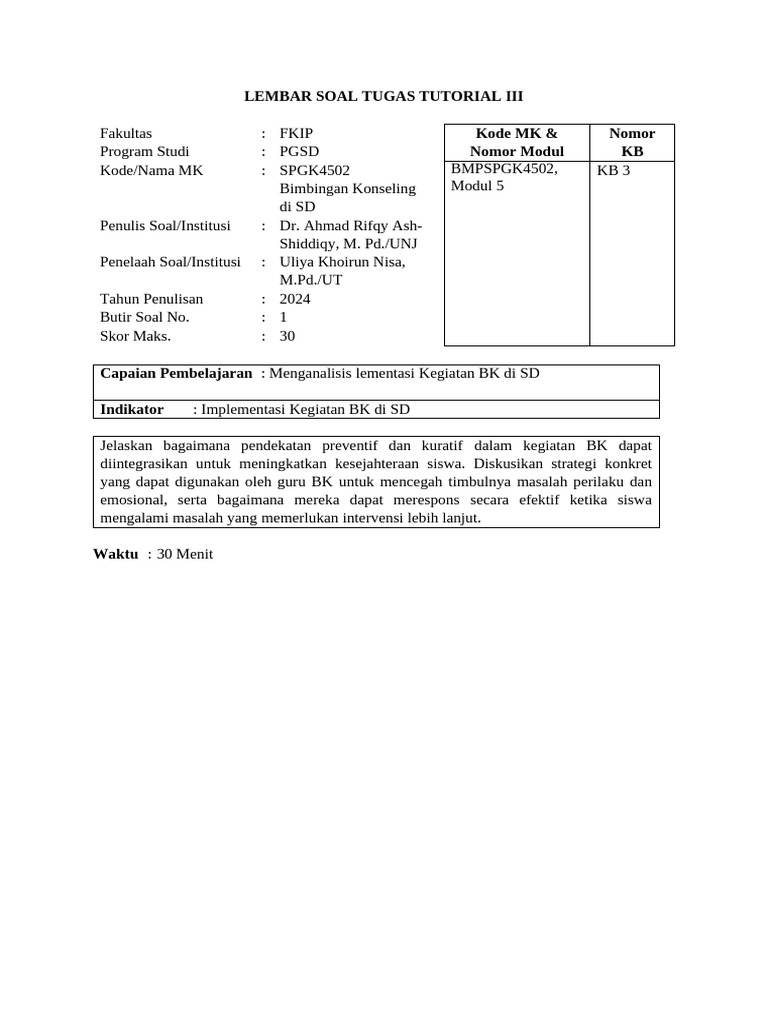 Integrasi Pendekatan BK di SD | PDF