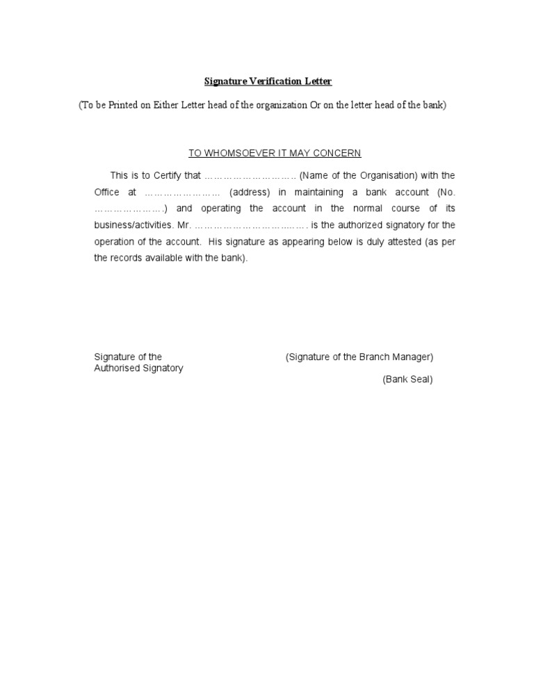 Signature Verification Letter | PDF
