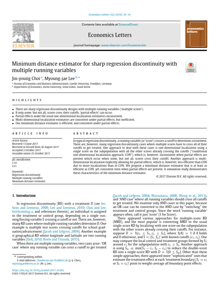 Efficient Minimum Distance Estimator for RD | PDF | Statistical ...
