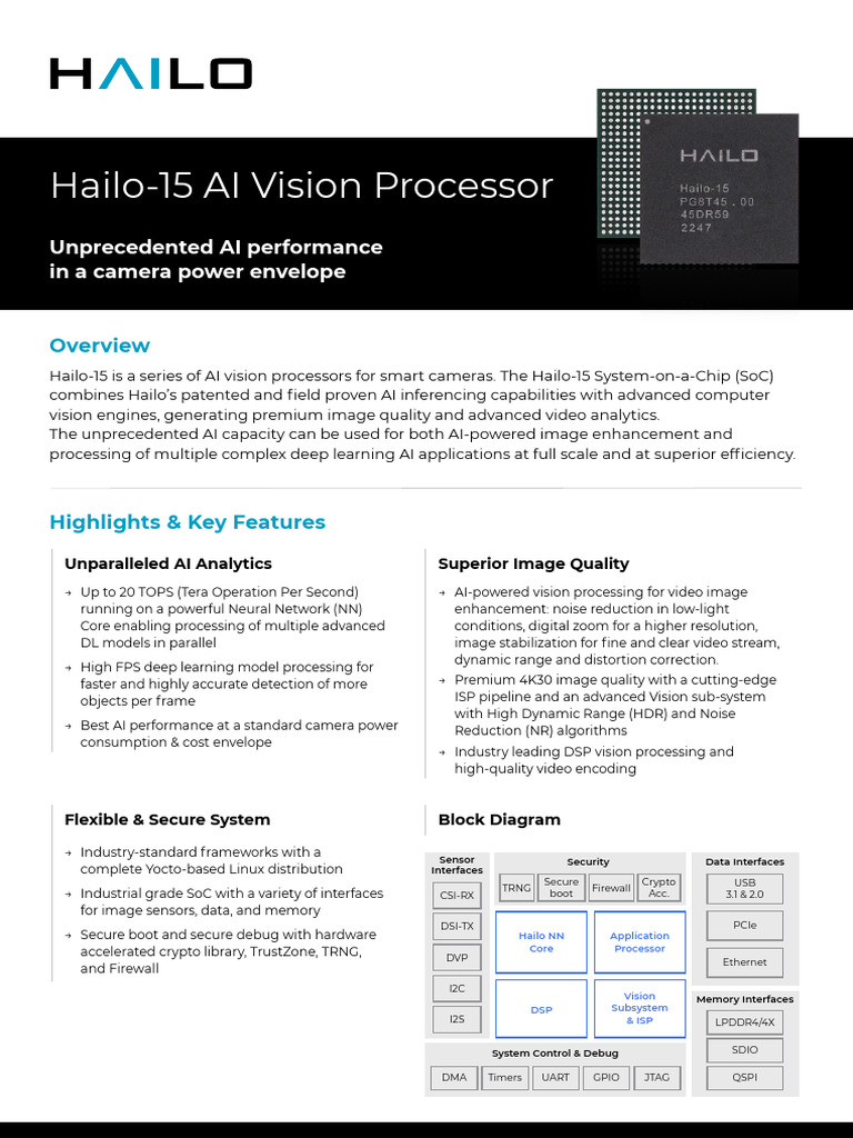 Hailo-15 AI Vision Processor Overview | PDF | System On A Chip ...