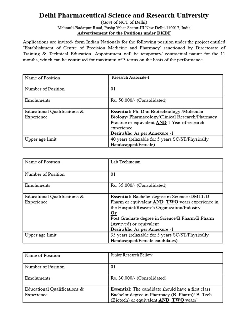 Advertisement For The Positions Under DKDF.2eaa72bec1e2dc2f2ec9 | PDF ...