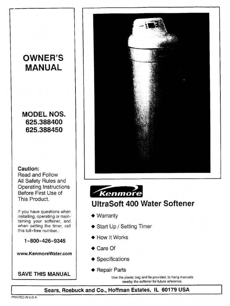 Kenmore Ultrasoft 400 625.388400 - 625-388450 | PDF | Sodium Chloride ...