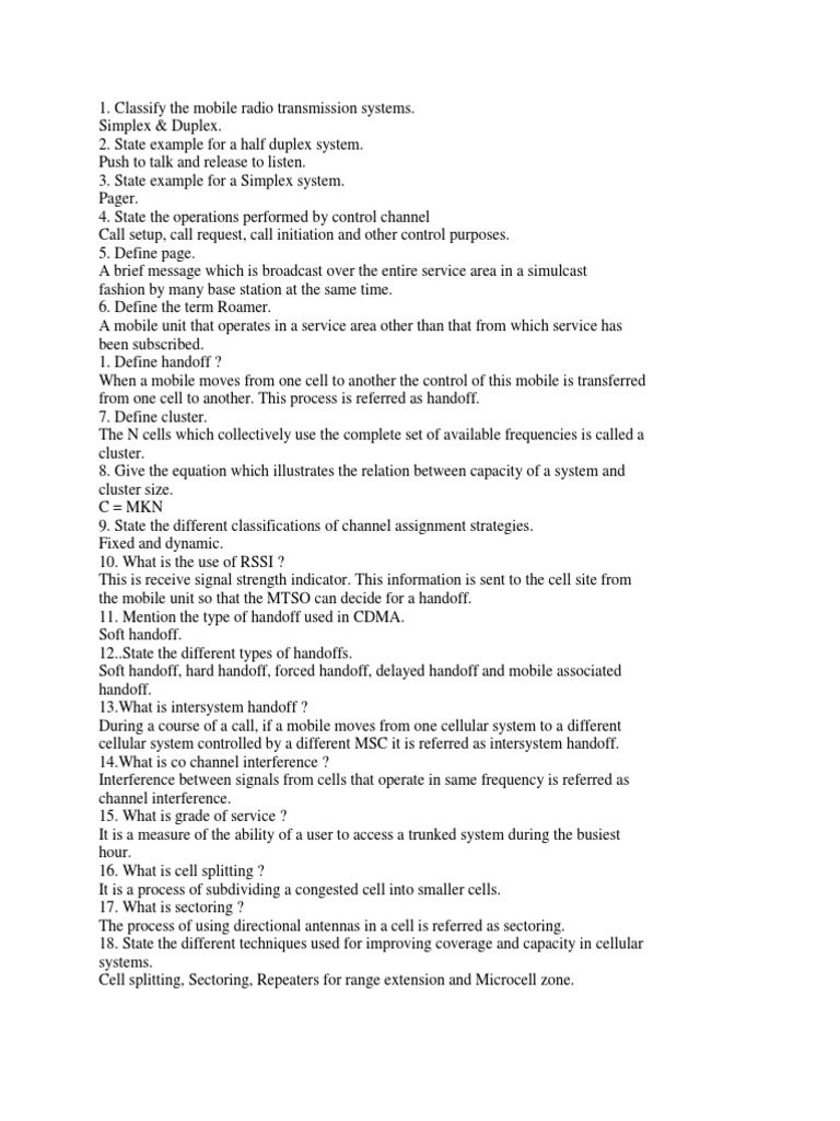 CMC (2marks) | Download Free PDF | Cellular Network | Modulation