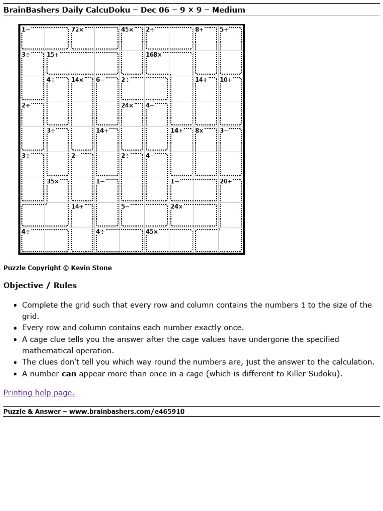 Print Daily CalcuDoku | PDF