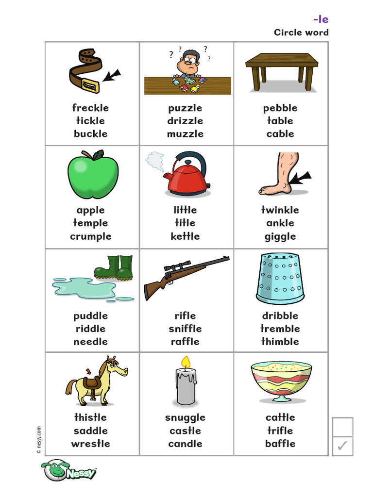 Word List with -le Endings | PDF