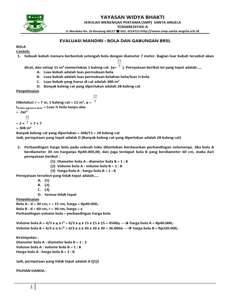 Evaluasi Geometri: Bola dan Kubah | PDF