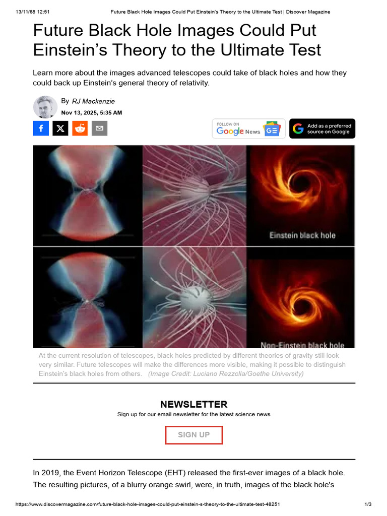 Future Black Hole Images Could Put Einstein's Theory To The Ultimate ...