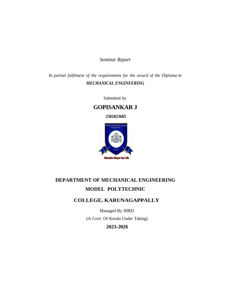 IRSHAD REPORT | PDF | Piston | Vehicle Parts