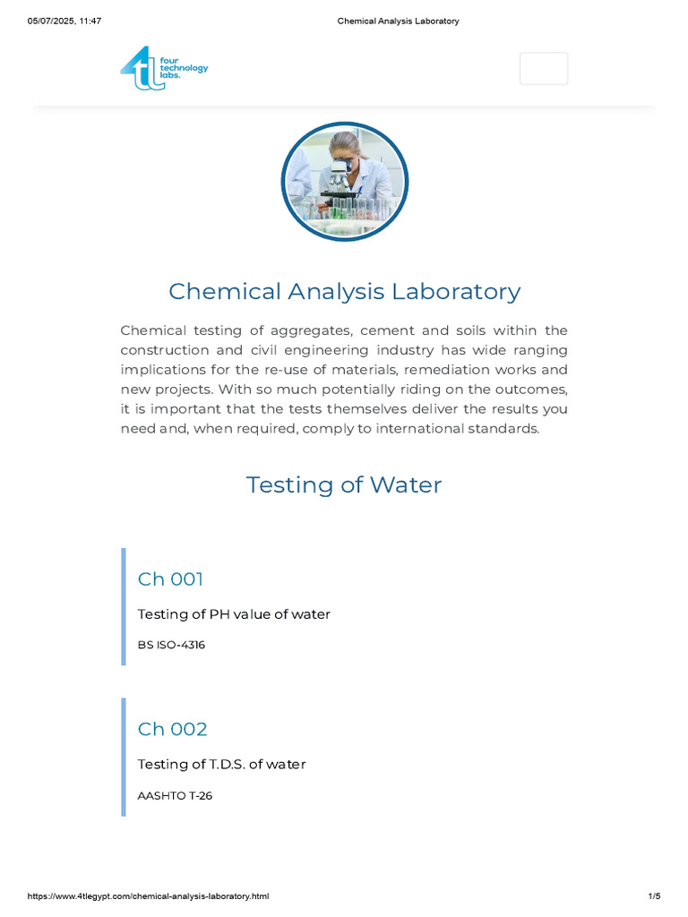 Chemical Analysis Laboratory | PDF | Concrete | Chloride