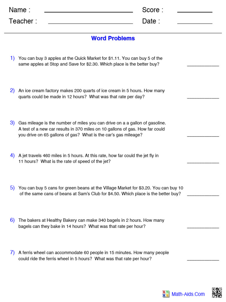 Ratios Word Problems-1 | PDF