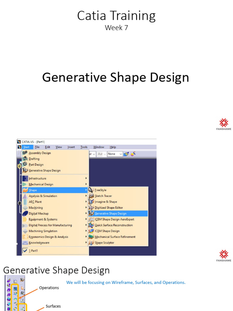 Catia Week 7: Generative Shape Design | PDF | Line (Geometry) | Geometry