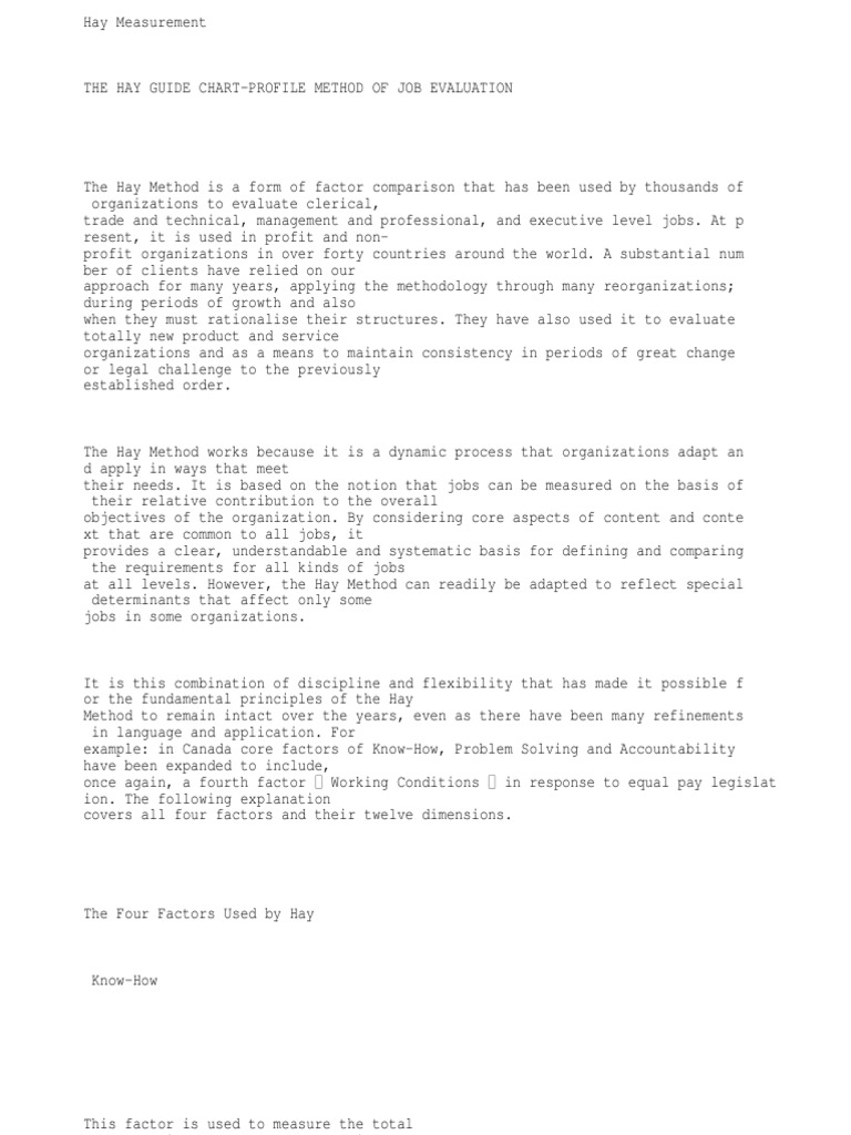 Hay Guide Chart | Evaluation | Risk