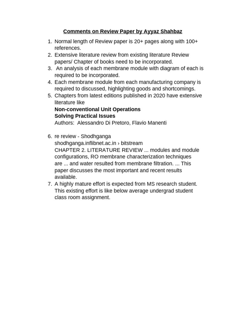 Comments On Review Paper by Ayyaz Shahbaz | PDF