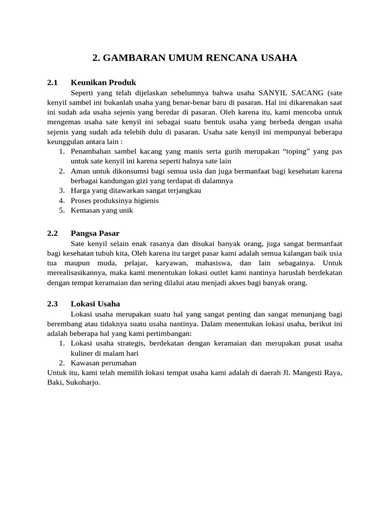Bab 2 Gambaran Usaha | PDF